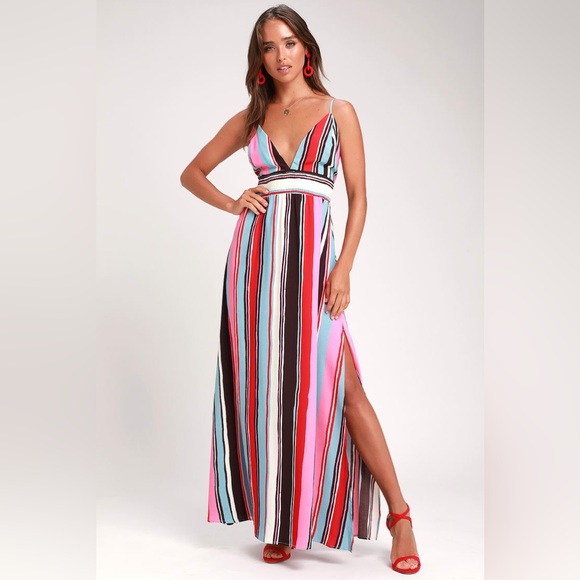 Lulus | Dresses | Nwt Lulusandi Pink And Light Blue Multi Stripe ...